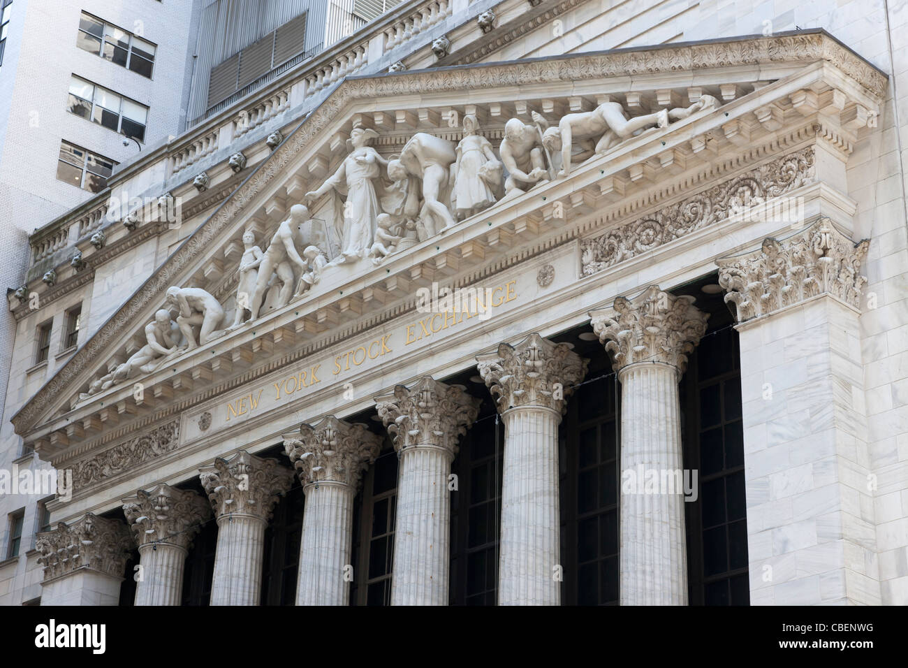The neoclassical New York Stock Exchange on Wall Street featuring the ...
