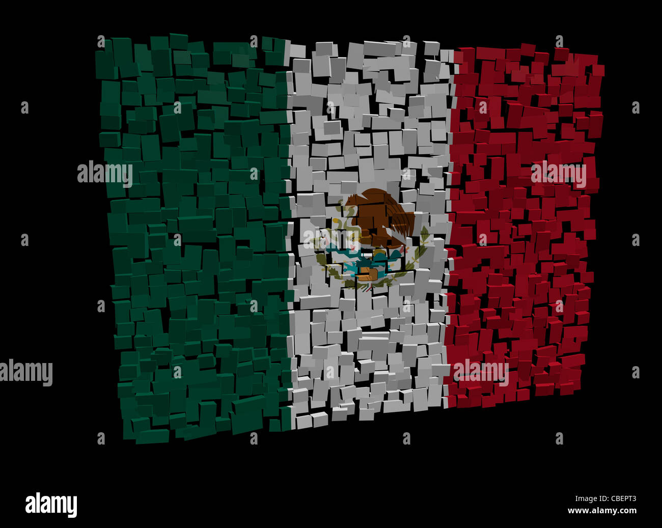 Mexican flag on blocks illustration Stock Photo - Alamy