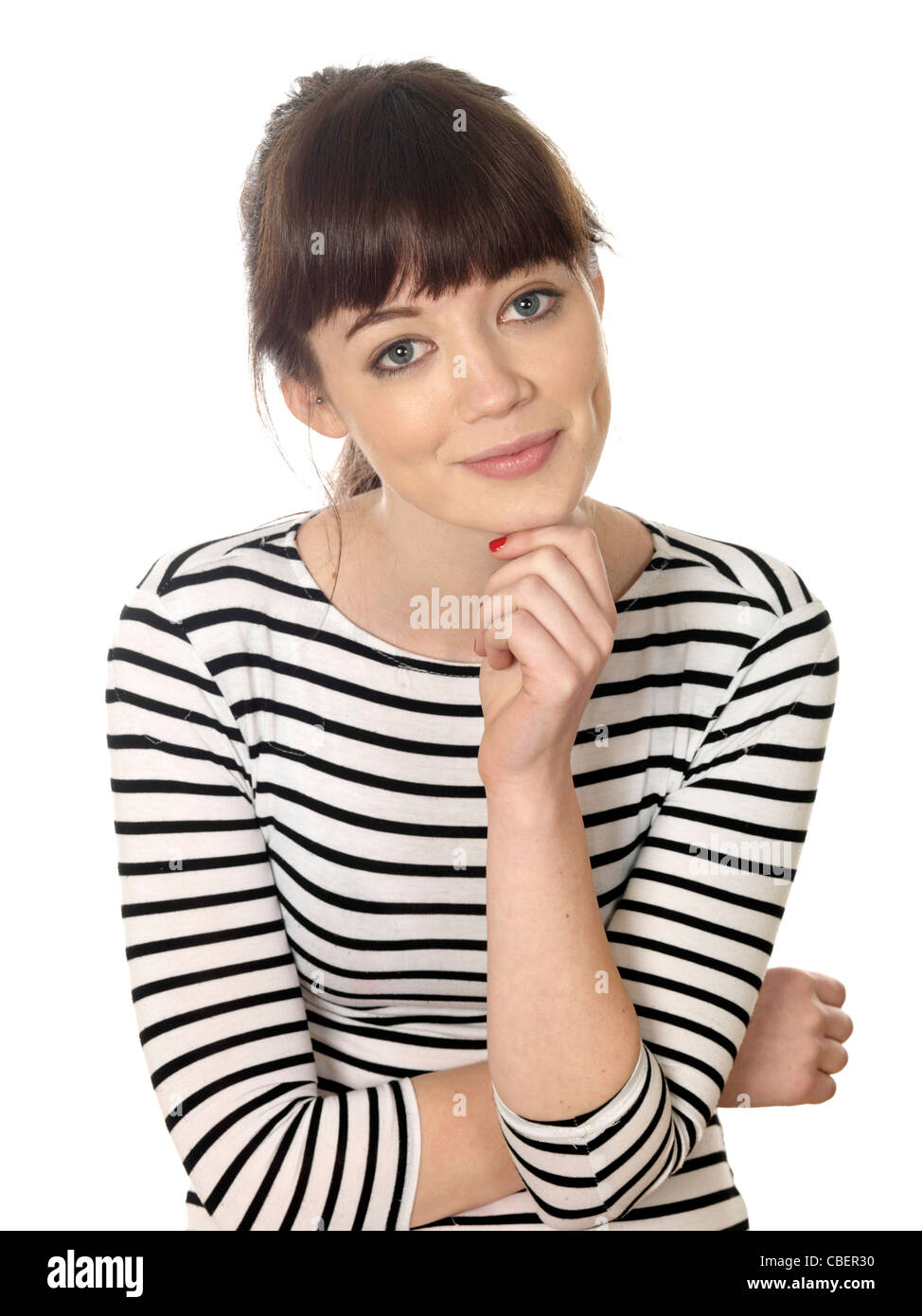 Young Woman Thinking Alone. Model Released Stock Photo - Alamy