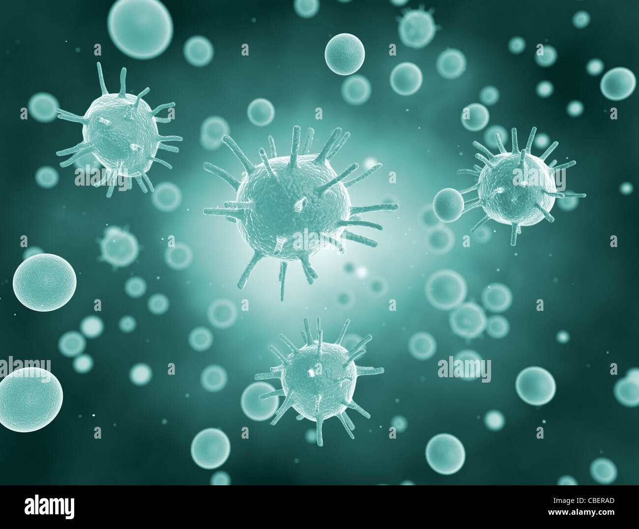 Virus infection - large resolution 3D render Stock Photo - Alamy