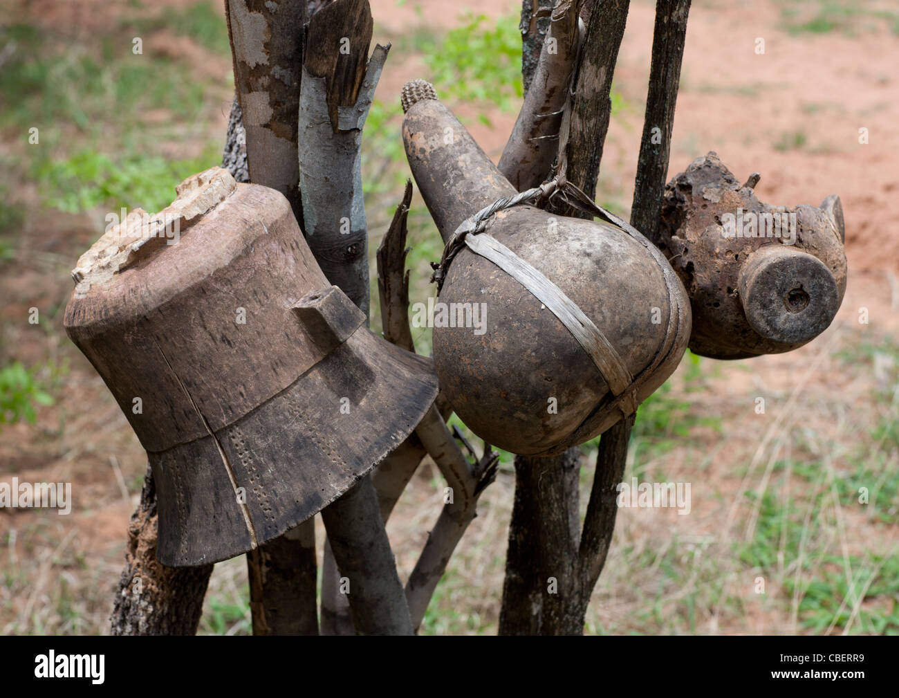 Mwila Grave Decorated With Calabashes, Angola Stock Photo - Alamy