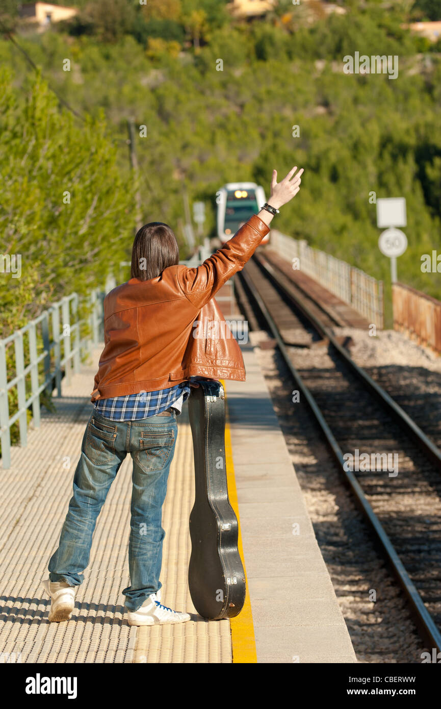 Teen waving train hi-res stock photography and images - Alamy