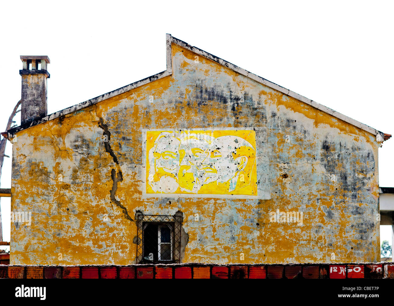 Old Communist Propaganda On The Facade Of A House In Lubango, Angola ...