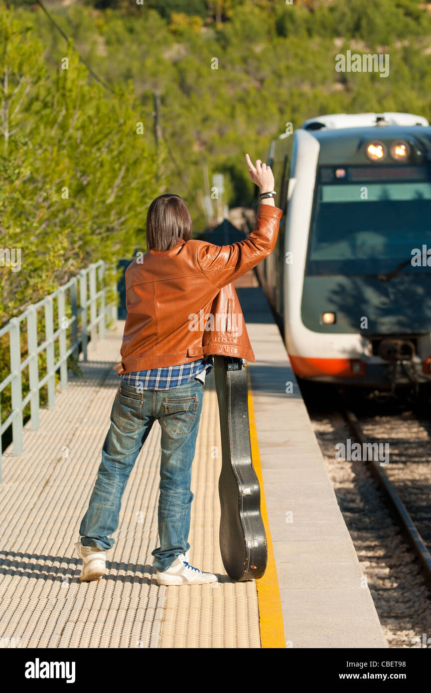 Teen waving train hi-res stock photography and images - Alamy