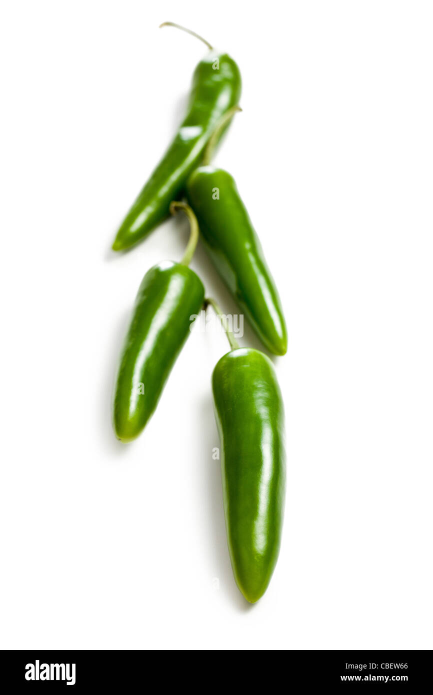 Jalapenos Chili Peppers on white background Stock Photo - Alamy