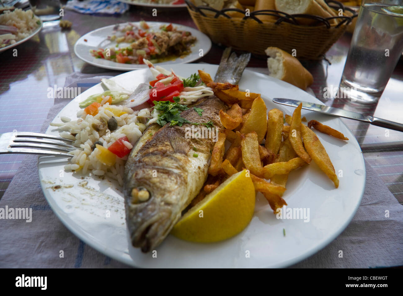 Fish and chips in Djerba, Tunisia, North Africa Stock Photo - Alamy
