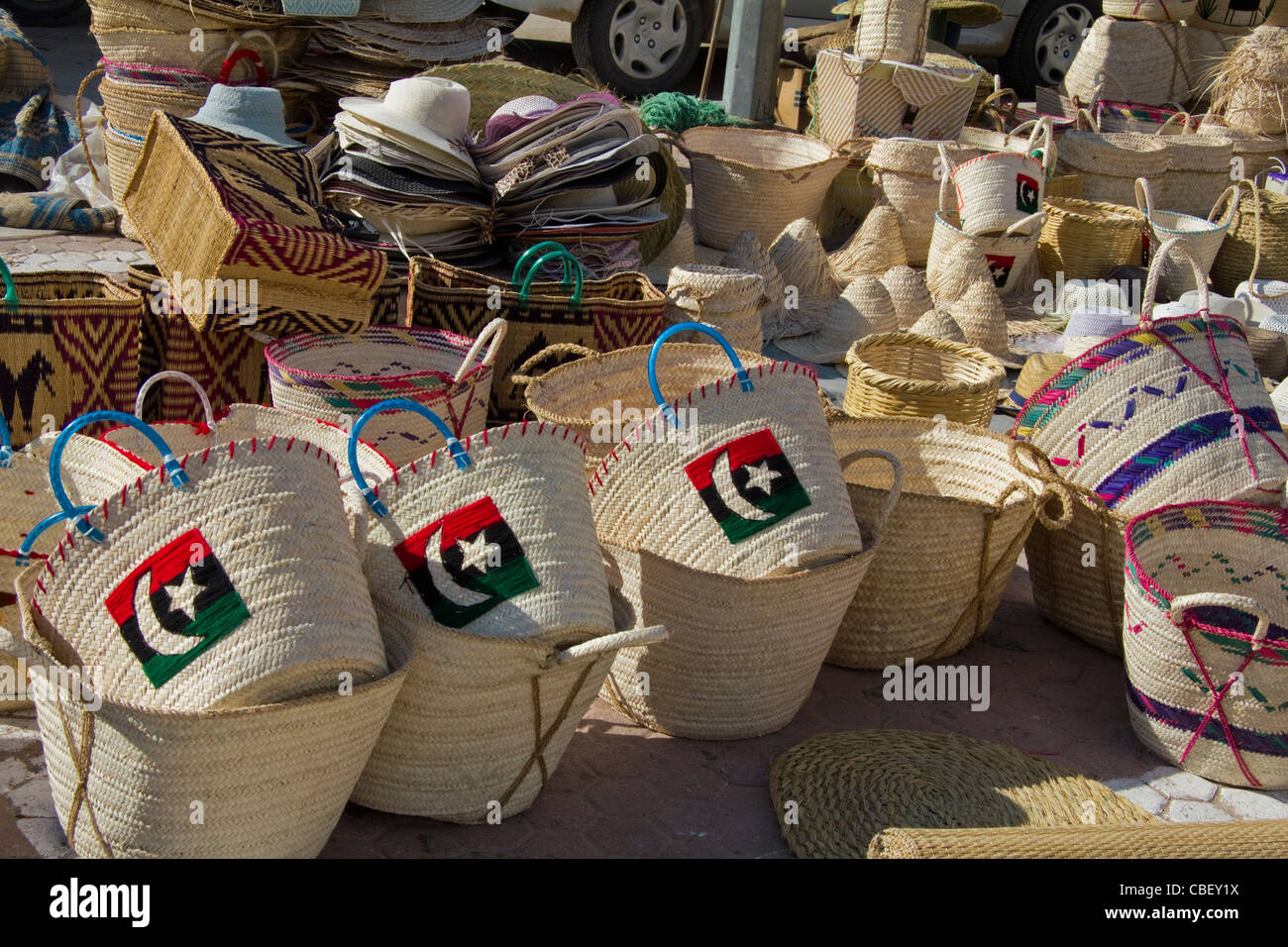 Baskets Djerba market Tunisia Stock Photo - Alamy