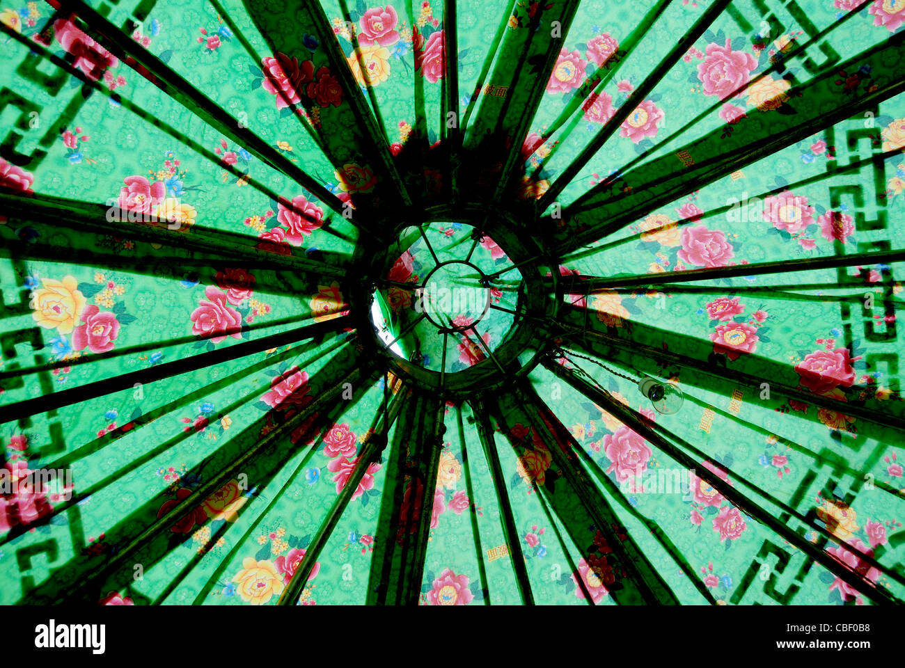 Tibet, Tibetan Floral pattern in a nomadic tent Stock Photo - Alamy