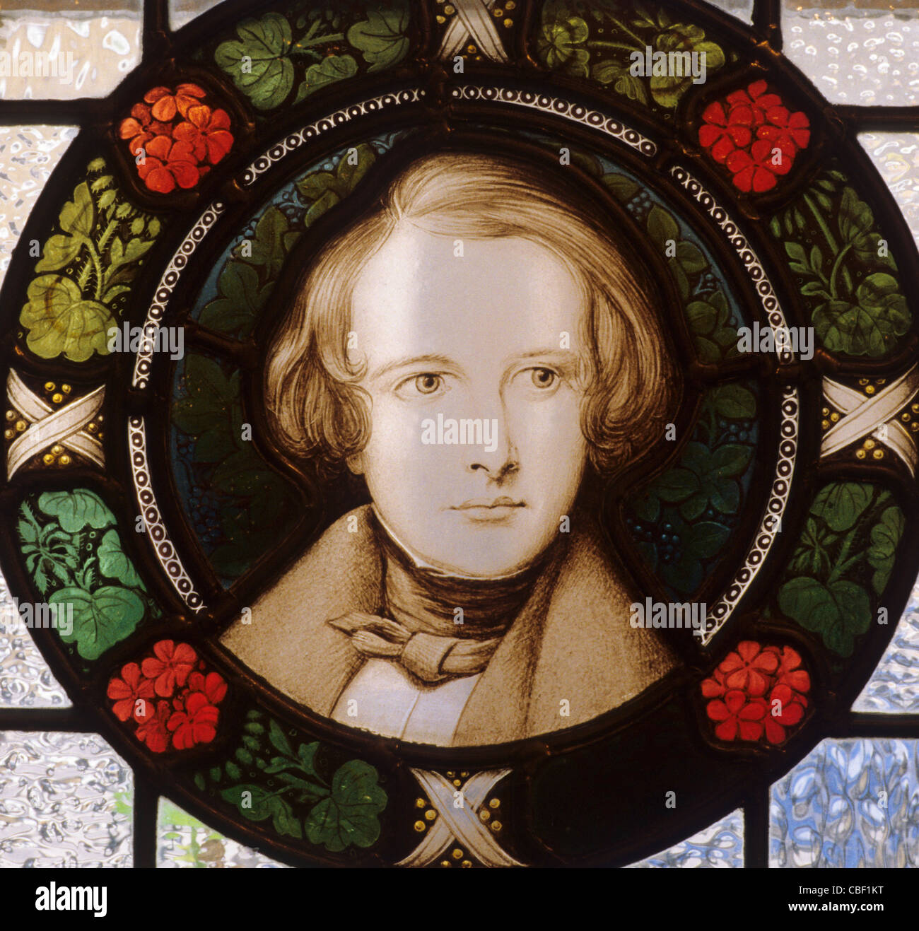 Charles Dickens Portrait Stained Glass Roundel Dickens House Doughty Street London Young