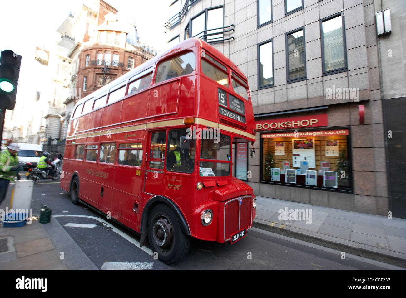 old routemaster red double deck bus on fleet street london england uk ...