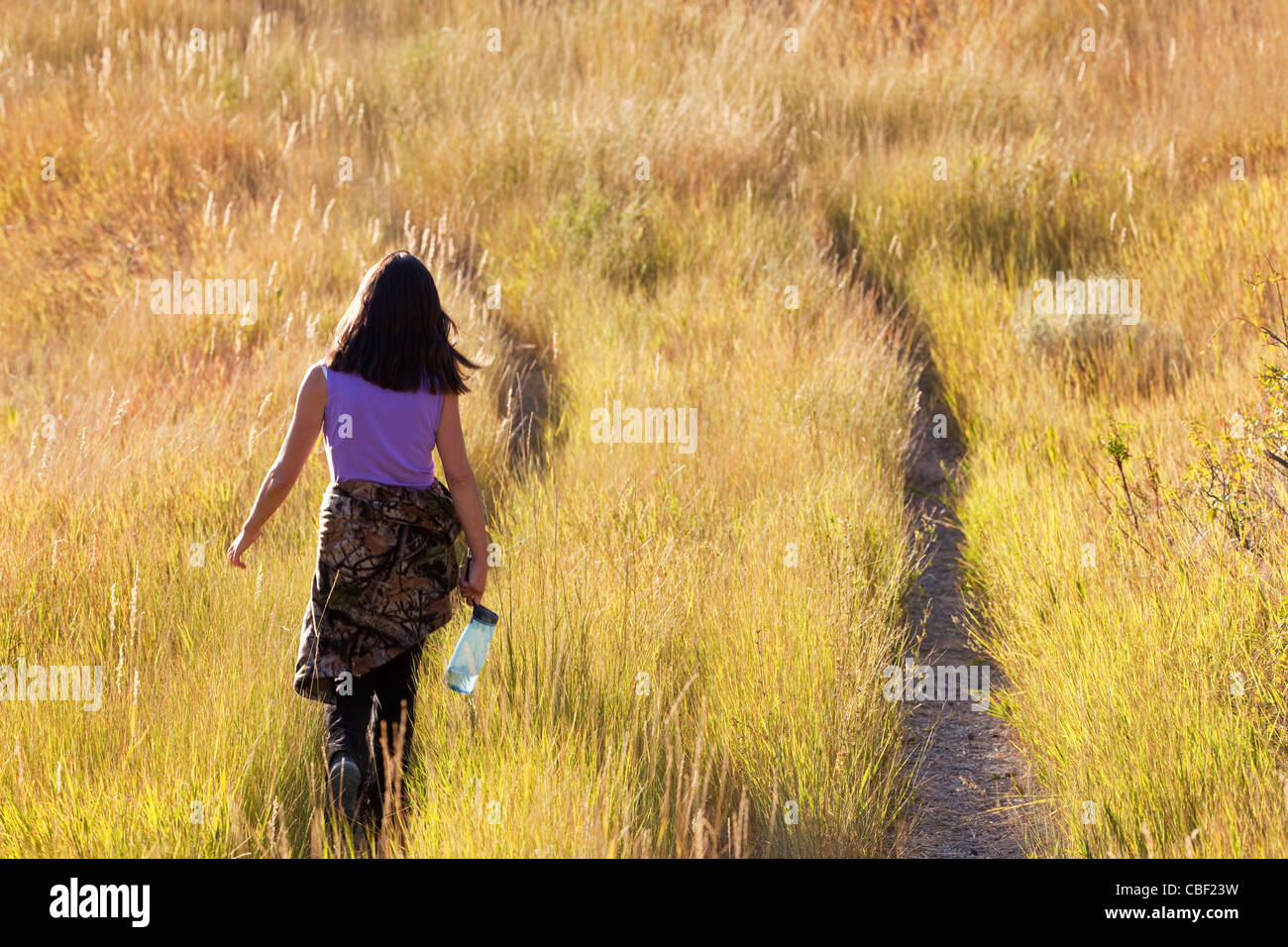 Girl walking through tall grass hi-res stock photography and images - Alamy