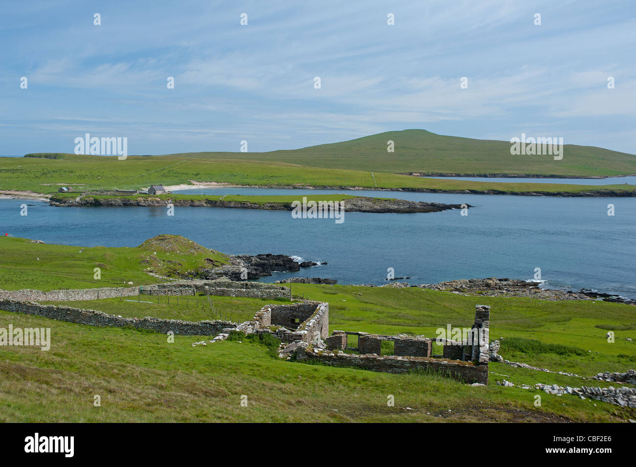 The island Nature Reserve of Noss from the Isle of Bressay, Shetland ...
