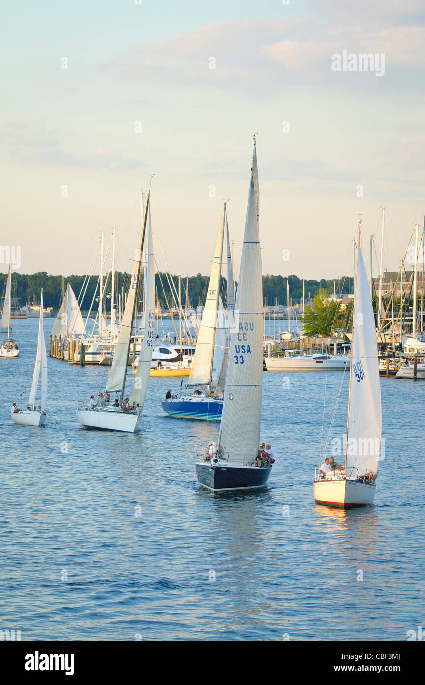 Wednesday night sail boat races, Annapolis, Maryland USA Stock Photo ...
