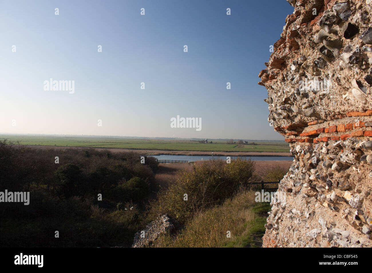 Burgh Castle Roman Fort overlooking the River Waveney and Berney ...