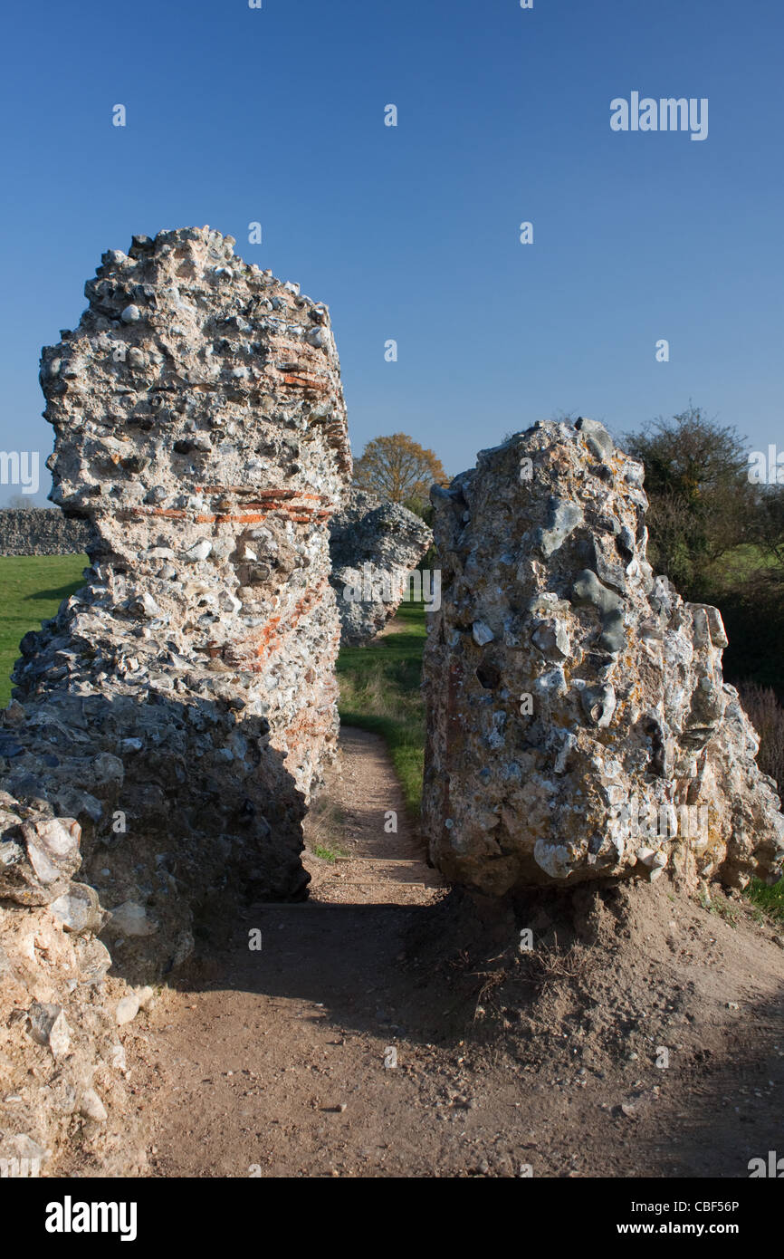 Burgh Castle Roman Fort overlooking the River Waveney and Berney ...