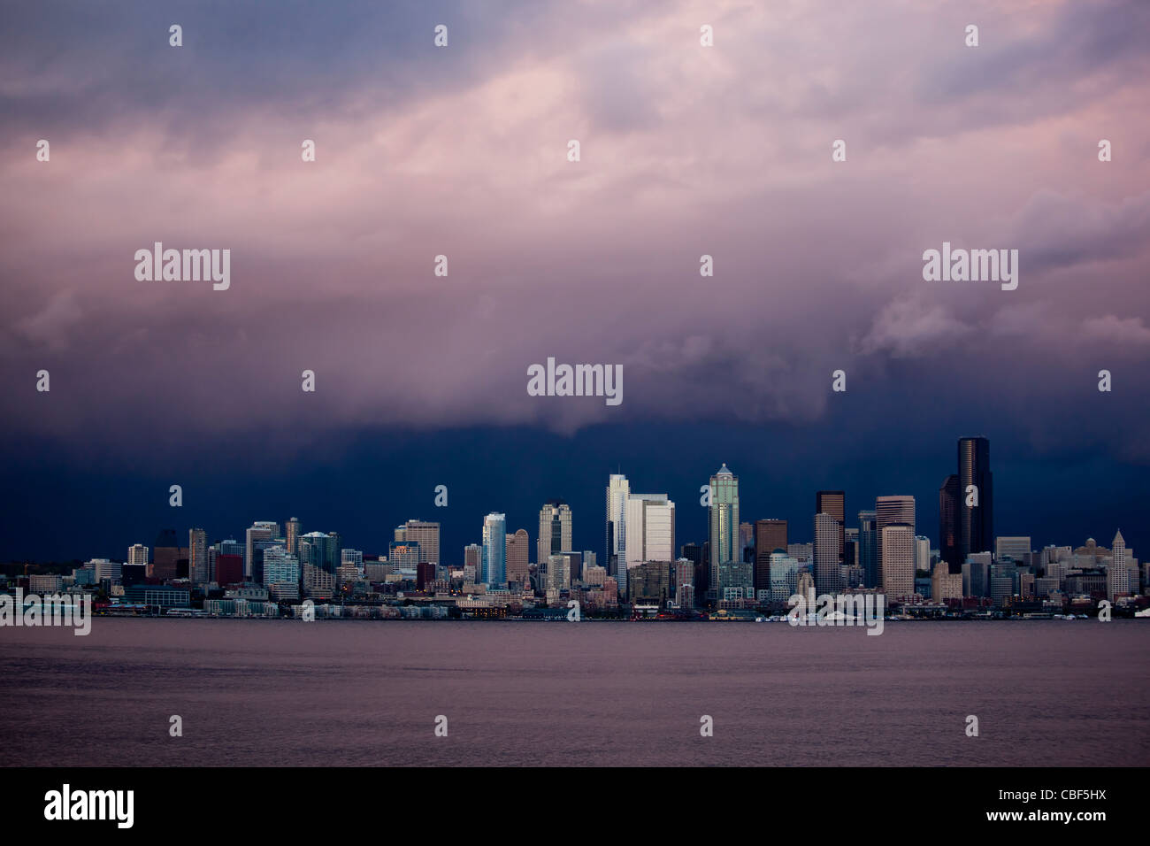 Stormy sky behind Seattle, Elliott Bay, Washington, USA Stock Photo - Alamy