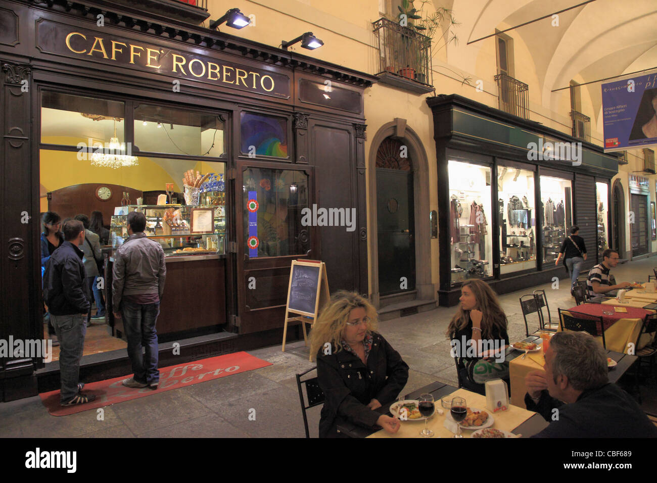 Italy, Piedmont, Turin, Via Po, cafe, people Stock Photo - Alamy