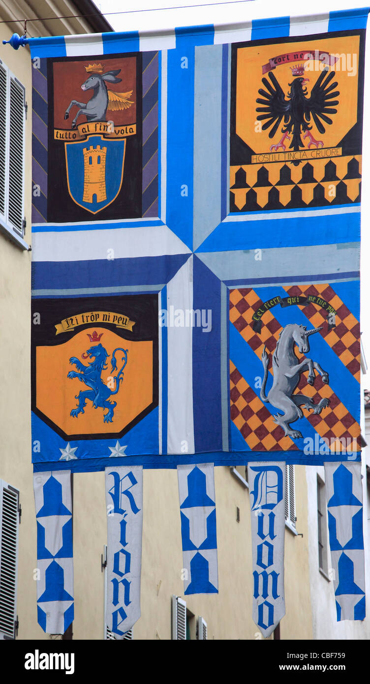 Italy, Piedmont, Asti, Palio, festival, banners Stock Photo - Alamy