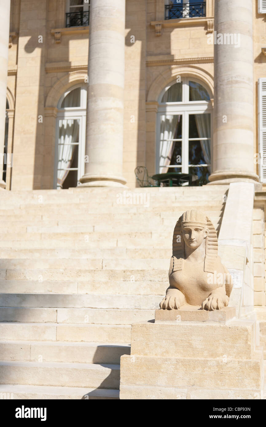 A sphinx sculpure has pride of place on the main stairs., The Château ...