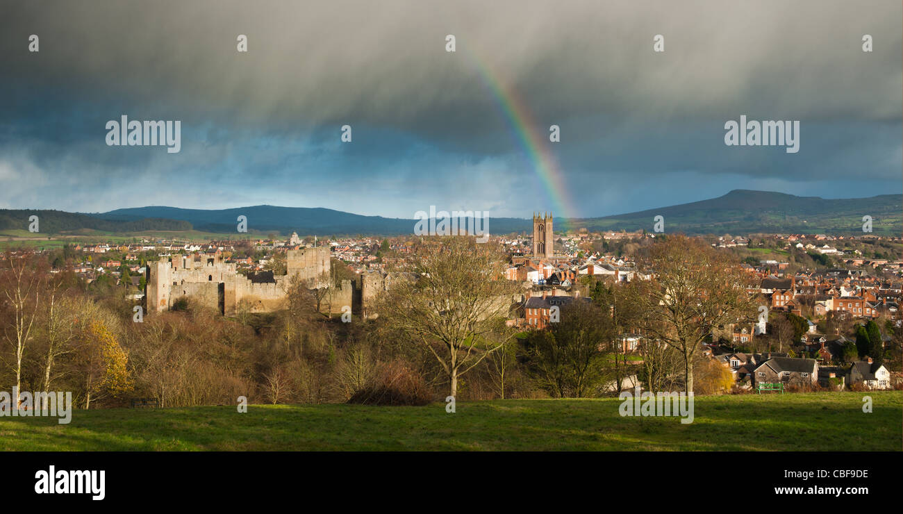 Rainbow Over Ludlow, Shropshire Stock Photo - Alamy