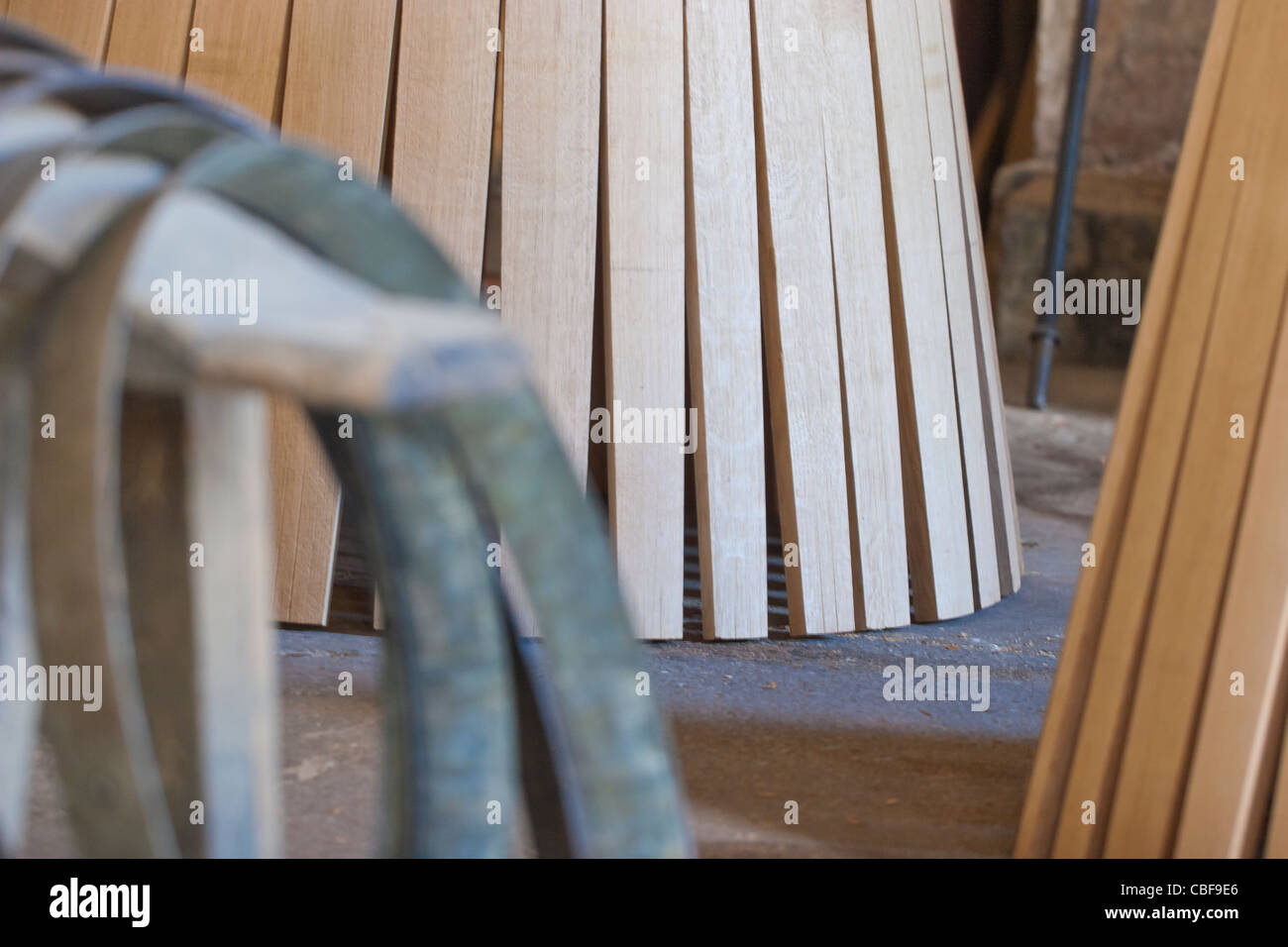 Barrel construction: cooperage process., The Château Margaux wine waits ...