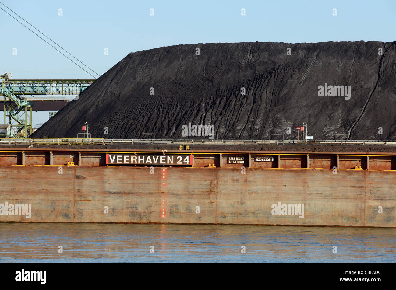 Pile of coke to power a blast furnace at the ThyssenKrupp steel factory ...