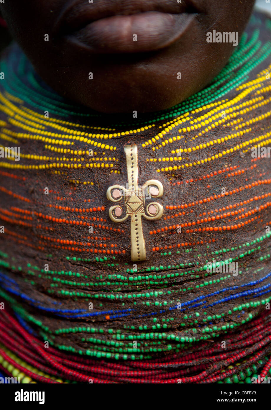 A Vilanda, Traditional Mwila Necklace, Chibia Area, Angola Stock Photo ...
