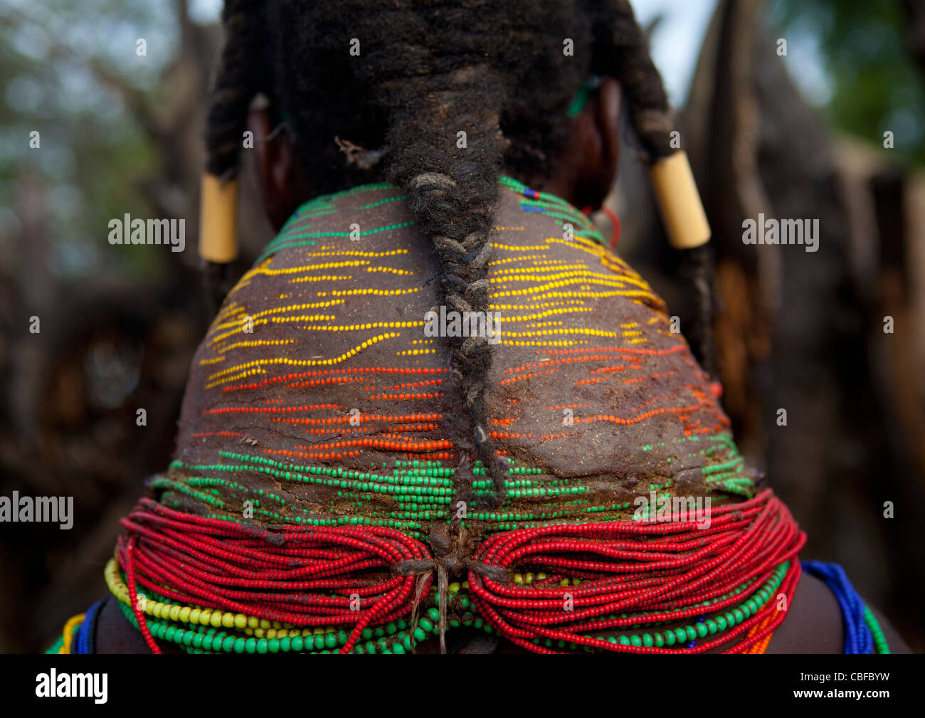 A Vilanda, Traditional Mwila Necklace, Chibia Area, Angola Stock Photo ...