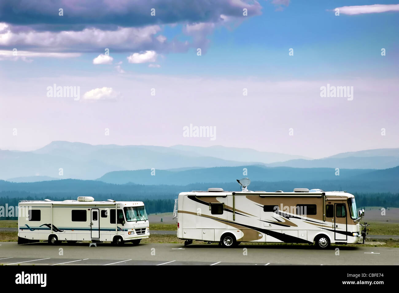 RVs in the mountains Stock Photo - Alamy