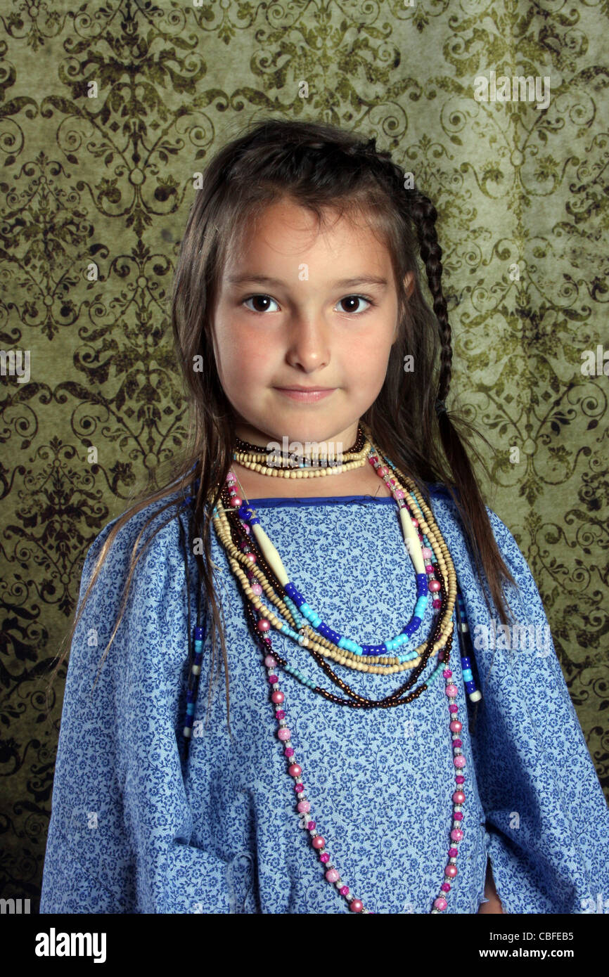 Native American Lakota Sioux Indian girl portrait Stock Photo - Alamy