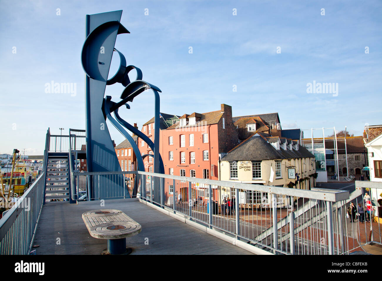 Quayside viewing platform and public sculpture at Poole Dorset England ...