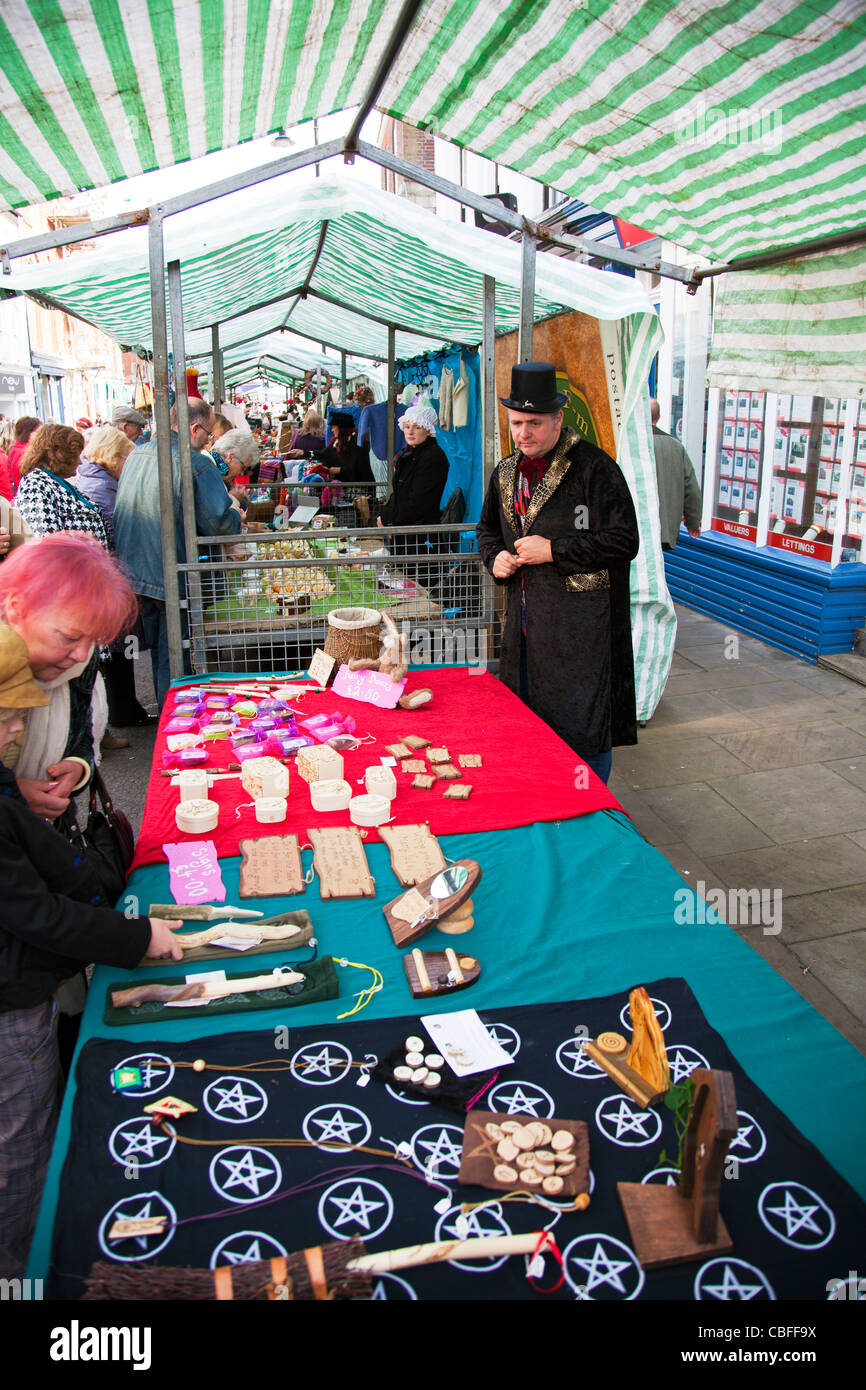 Louth Victorian Market, Lincolnshire, England stall holder selling ...