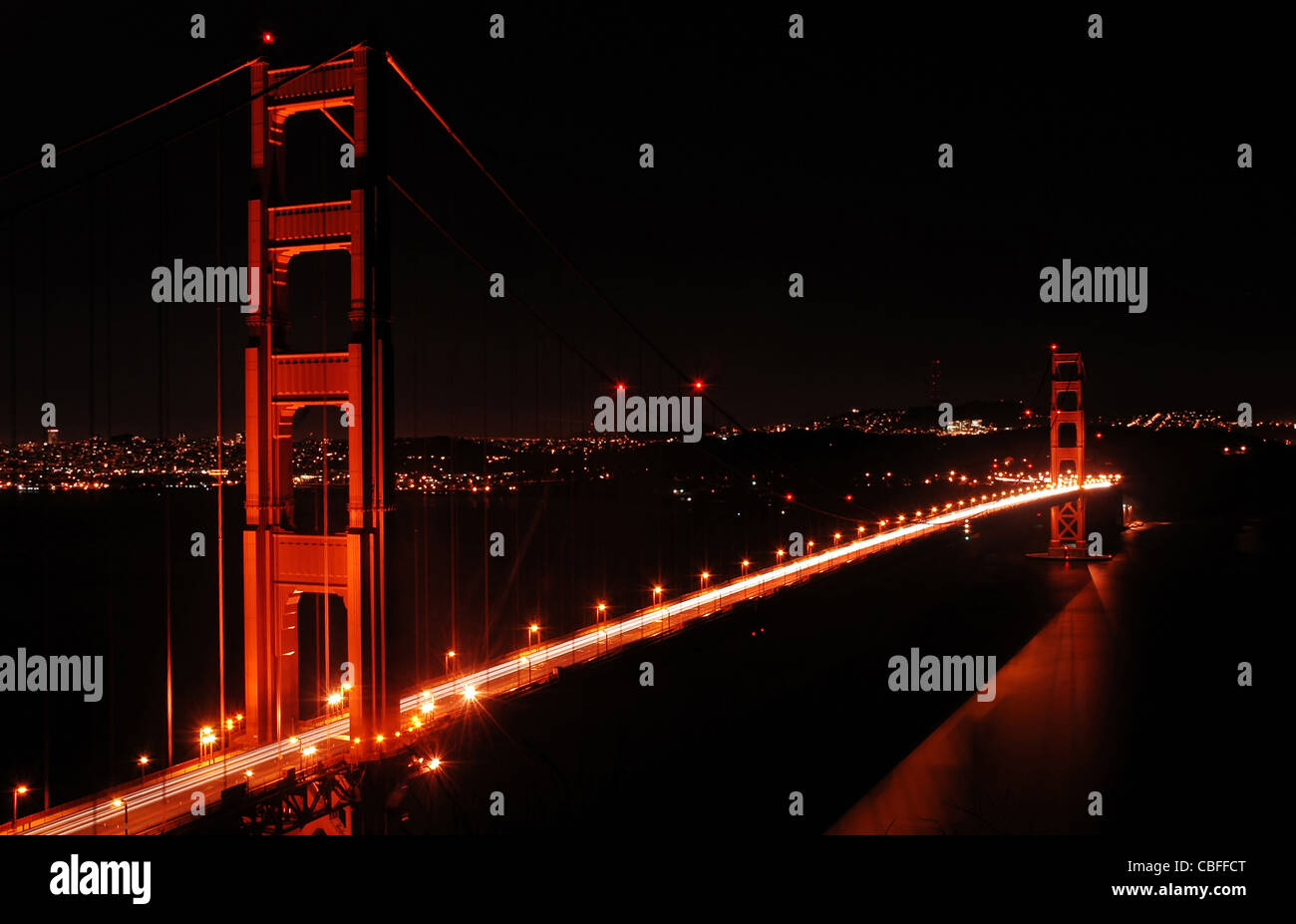 Golden Gate Bridge in San Francisco, California, at night Stock Photo ...