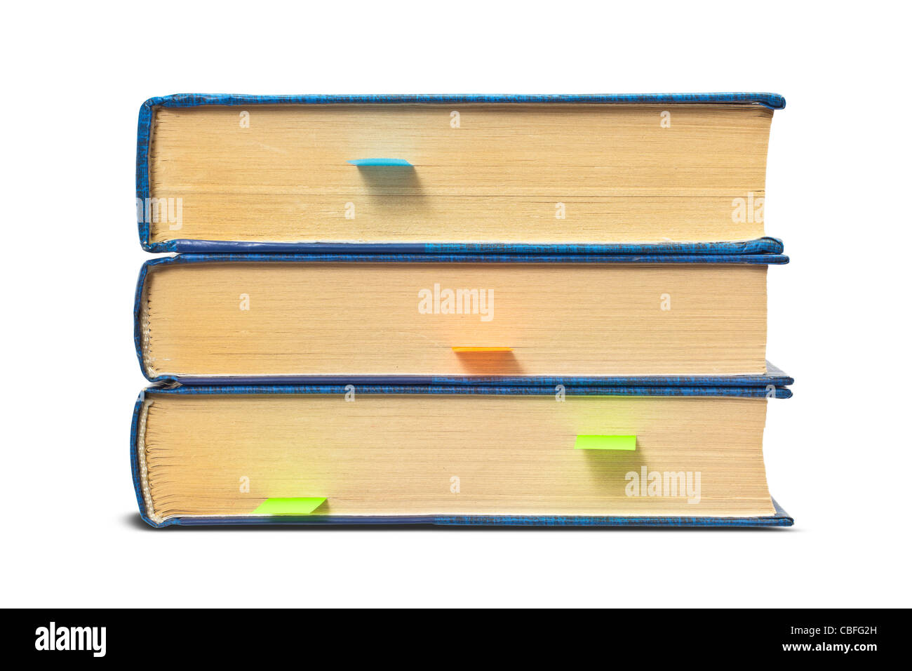 Books with bookmarks on white Stock Photo - Alamy