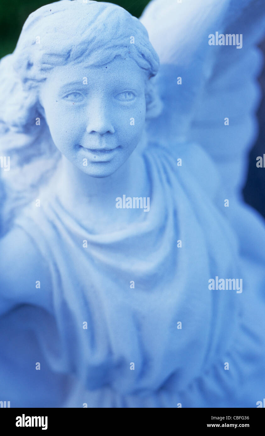 Close up of face head upper body and wings of modern angel wearing ...