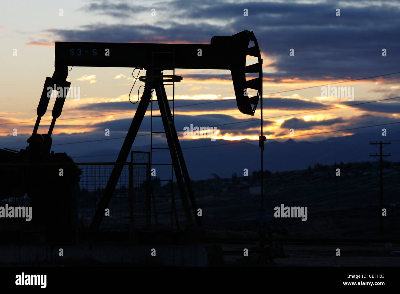 Oil pump on an oil well on the Midway-Sunset oil field near Taft ...