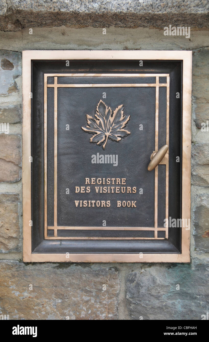 The Visitors Book container (containing the memorial register) at the ...