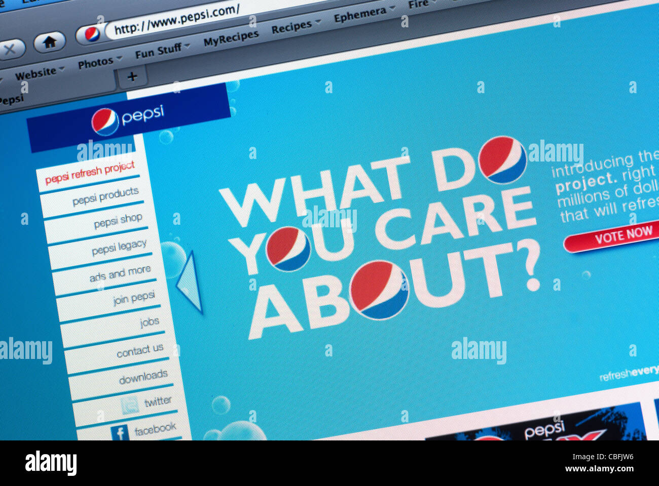 Pepsi Cola Website Front Page Stock Photo - Alamy