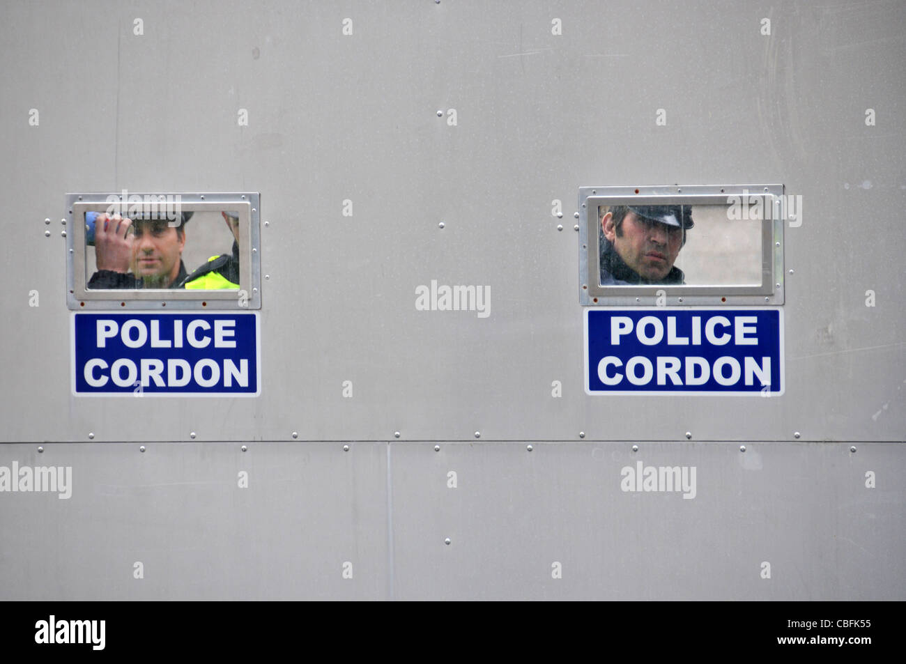Police cordon metal barrier police state Public Sector workers pension ...