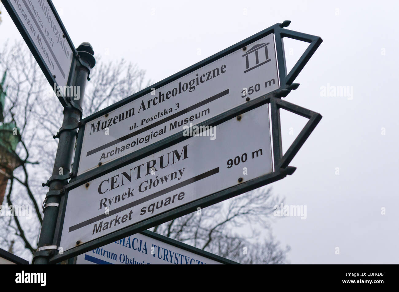 Direction street signs in Krakow, Poland Stock Photo - Alamy