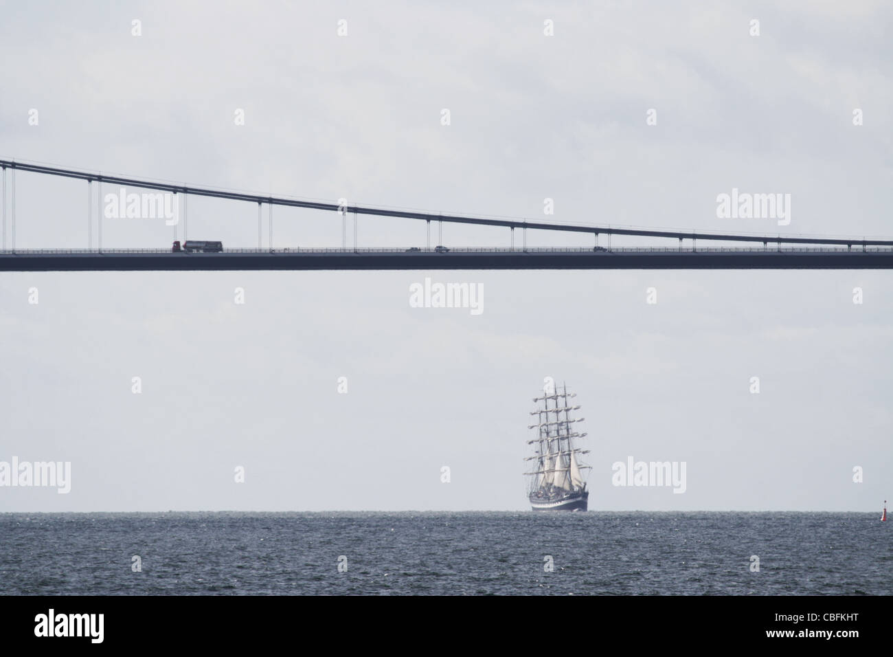 The Oresund or Öresund Bridge. The bridge connects Sweden and Denmark ...