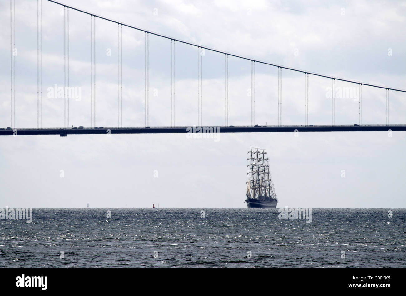 The Oresund or Öresund Bridge. The bridge connects Sweden and Denmark ...