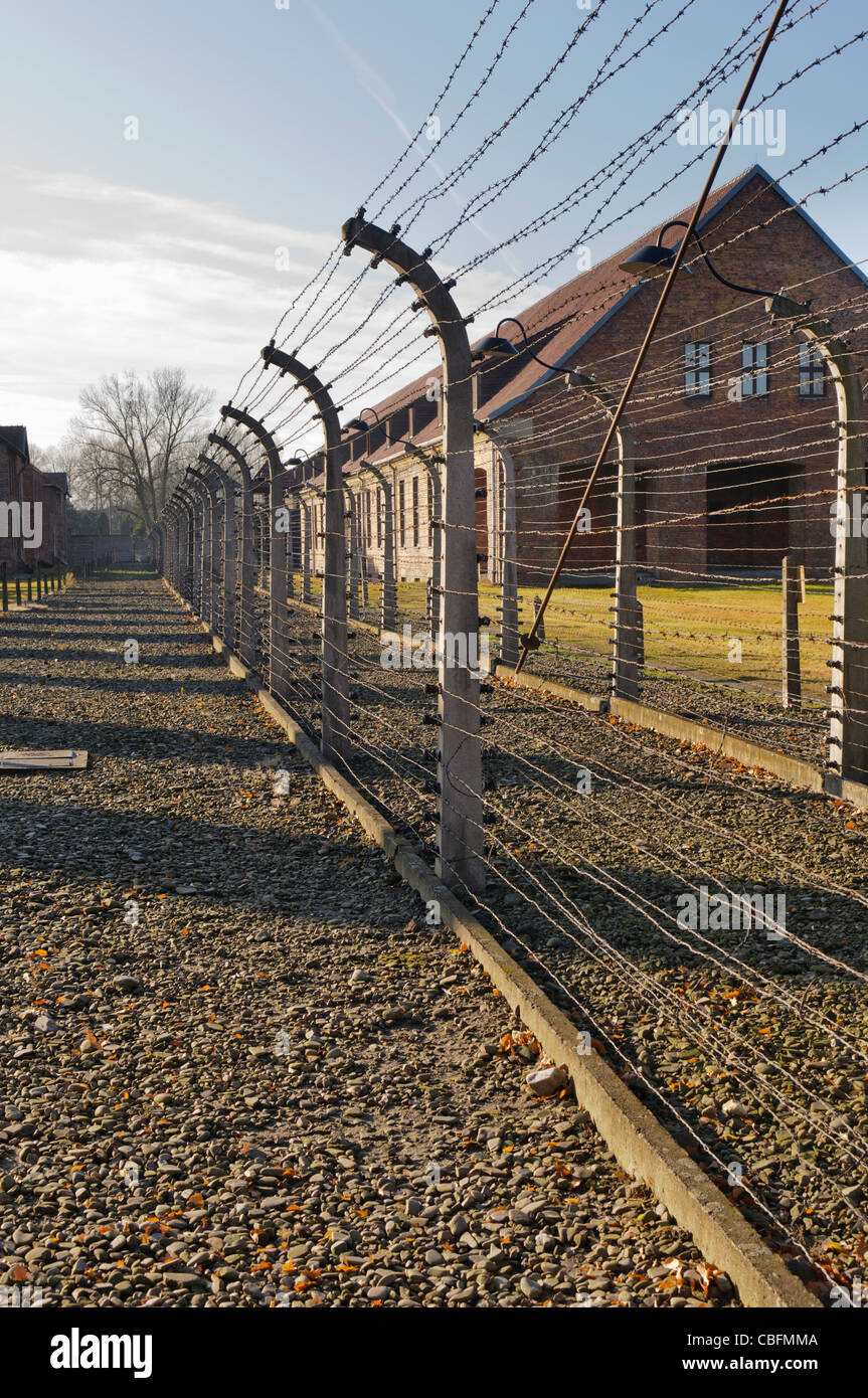 Electric fence at Auschwitz nazi concentration camp to stop escape from ...
