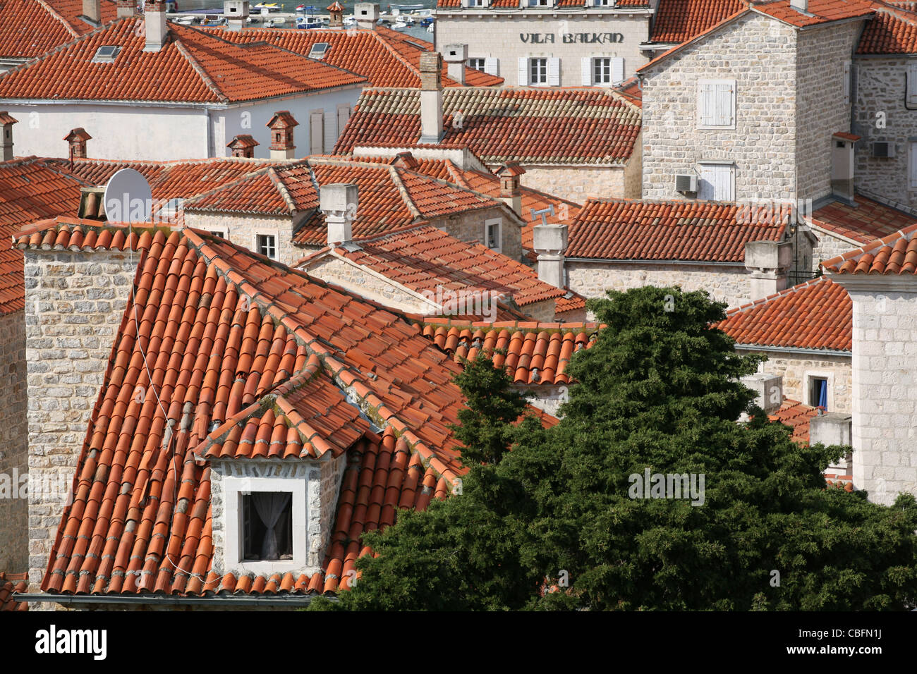 Montenegro, Budva. tile roofs Stock Photo - Alamy