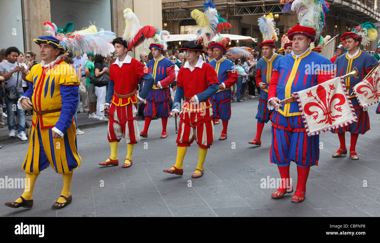 Italy, Tuscany, Florence, procession, people, historical costumes Stock ...