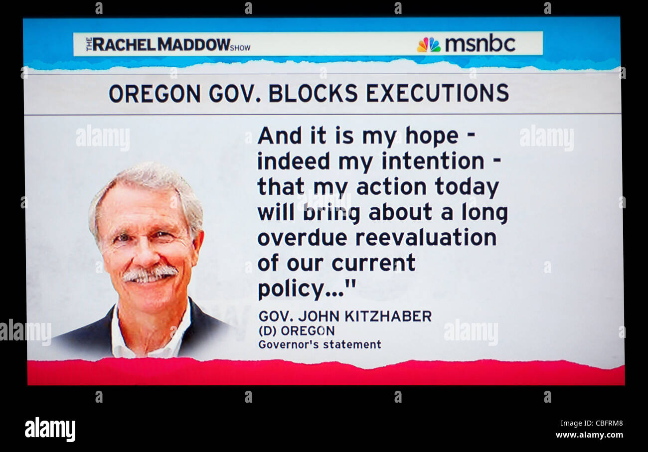 Oregon Governor John Kitzhaber blocks executions during his term Stock ...