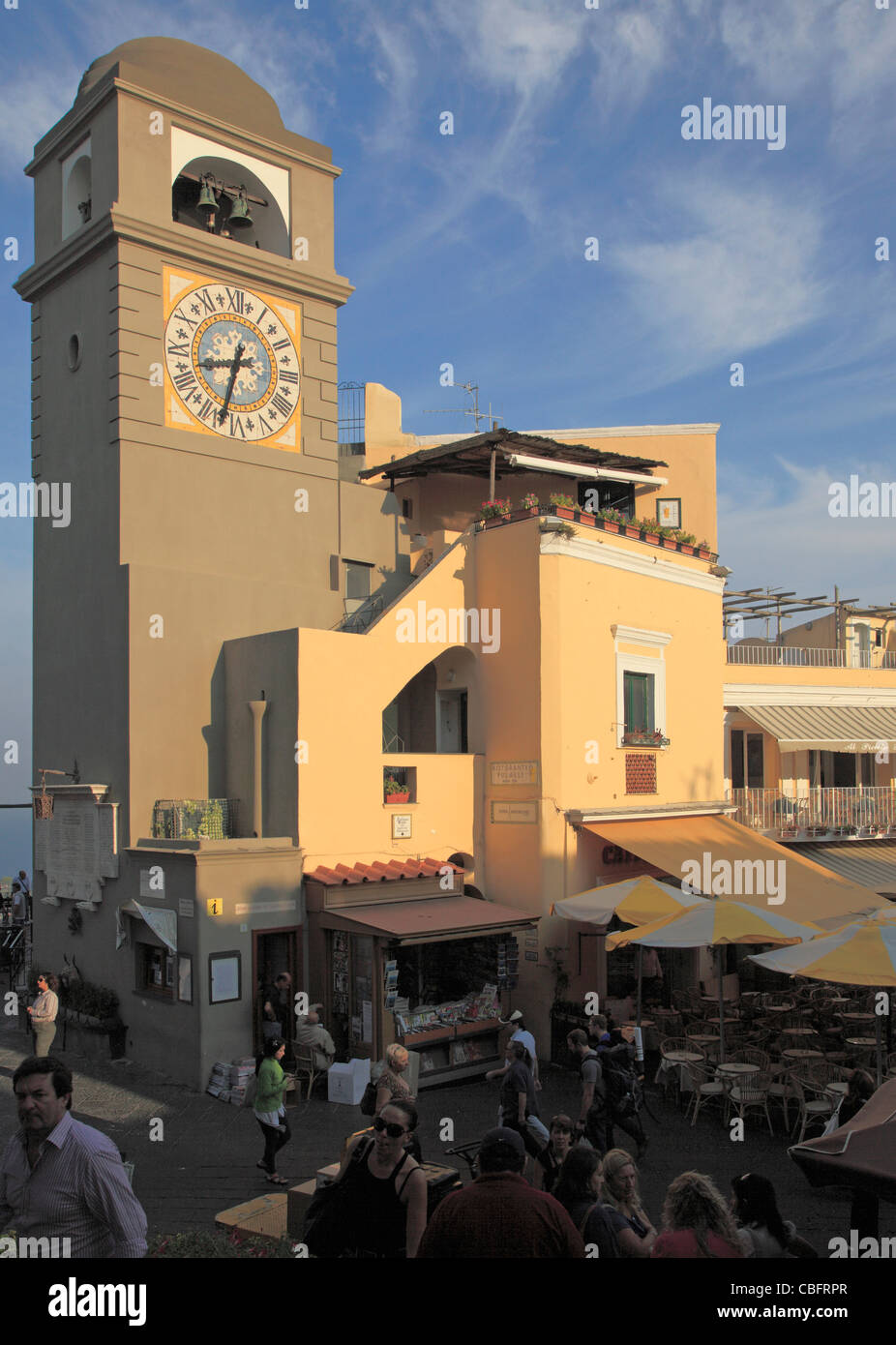 Italy, Campania, Capri, Piazza Umberto I, Clock Tower Stock Photo - Alamy