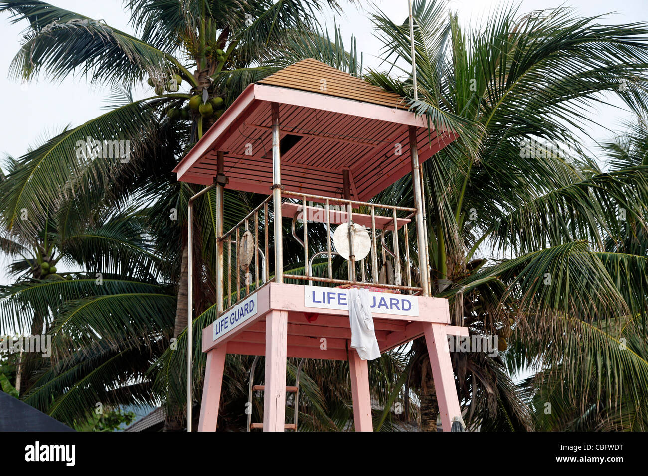 Traditional Thai lifeguard tower station on Patong Beach in Patong ...