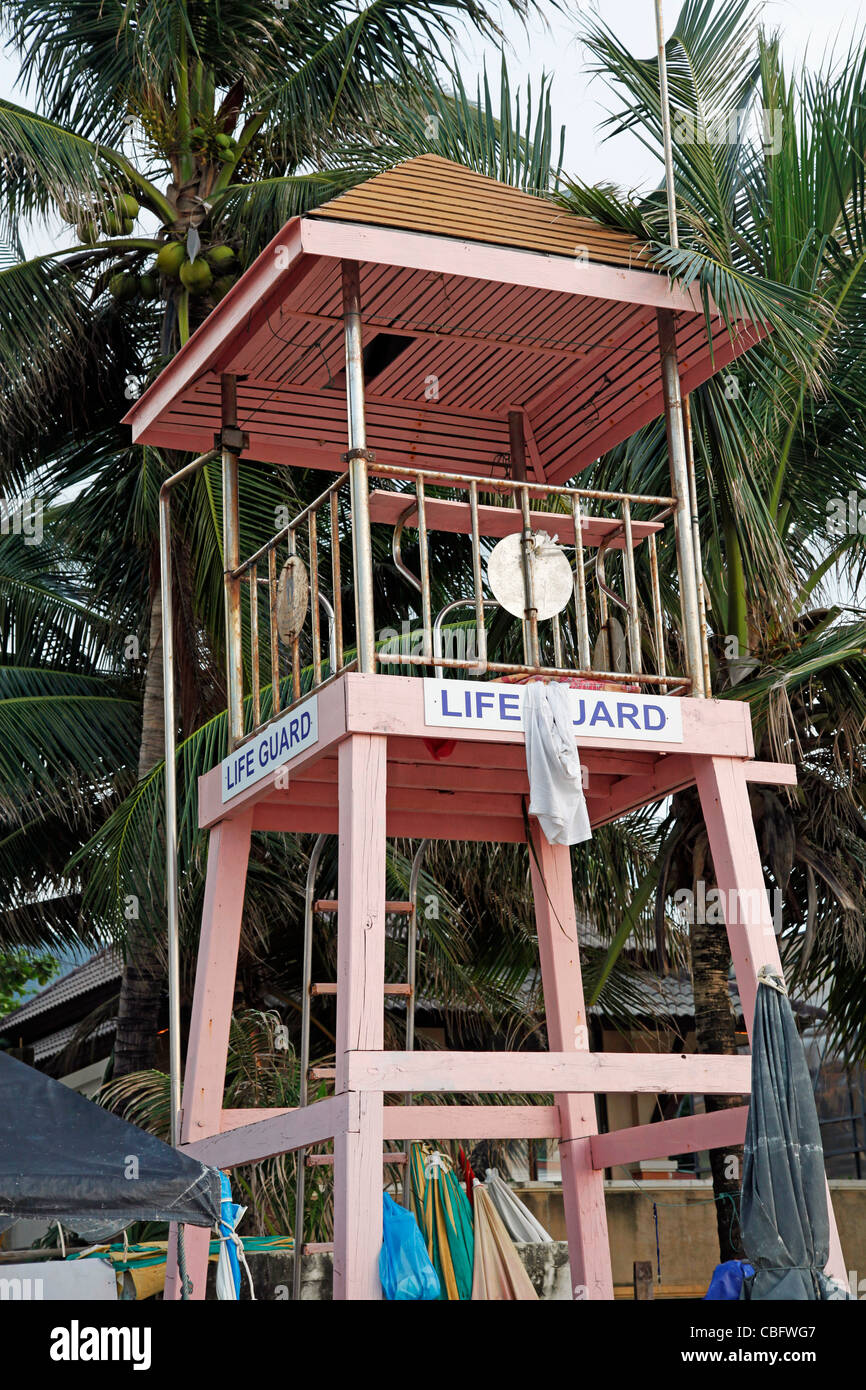Traditional Thai lifeguard tower station on Patong Beach in Patong ...