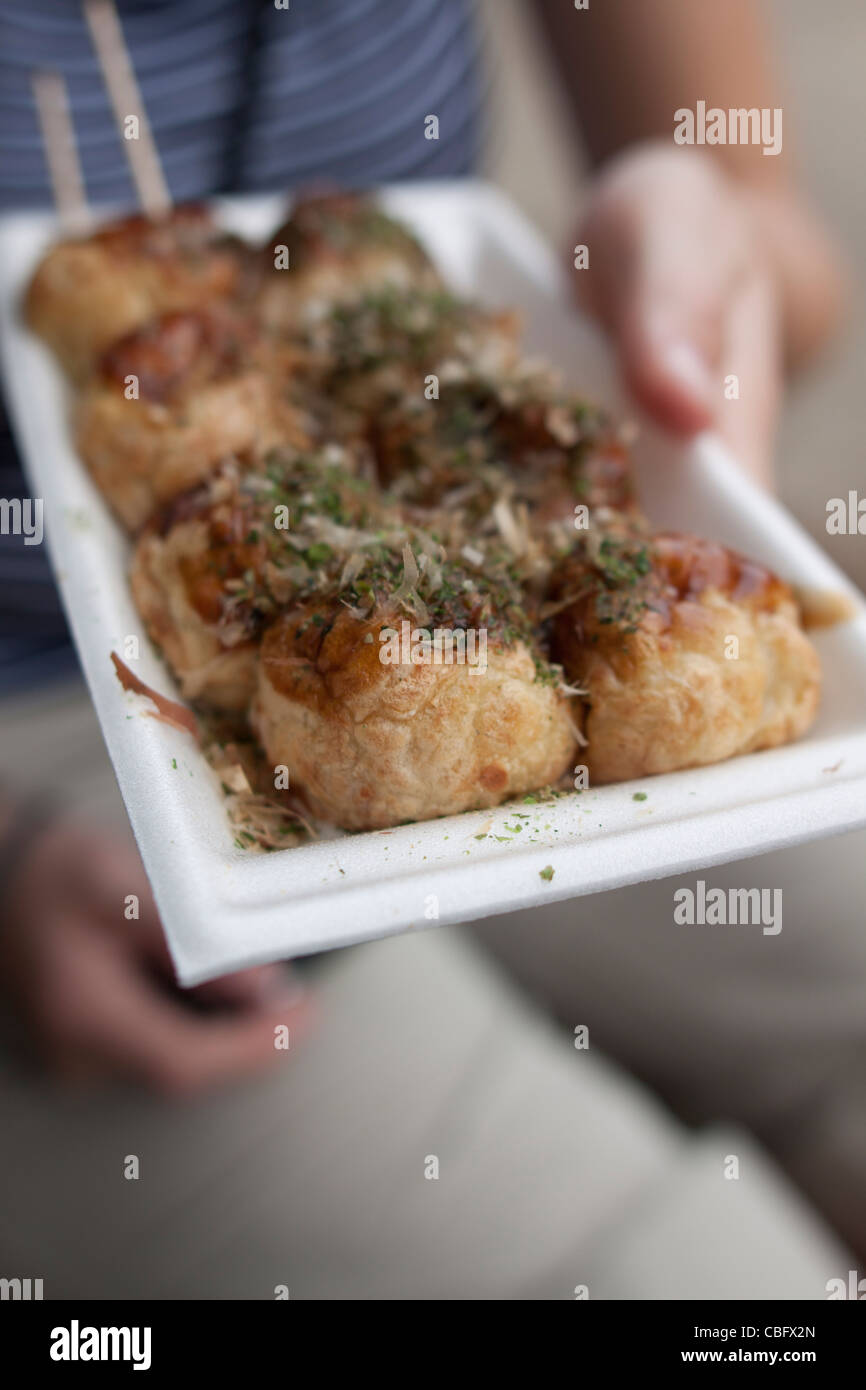 A tray of takoyaki 'octopus dumplings' in Osaka, Japan Stock Photo - Alamy
